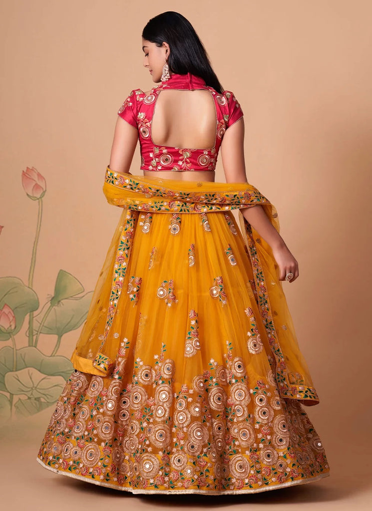 Shop Yellow Color Soft Net Traditional Indian Wedding Lehenga – Gunj ...